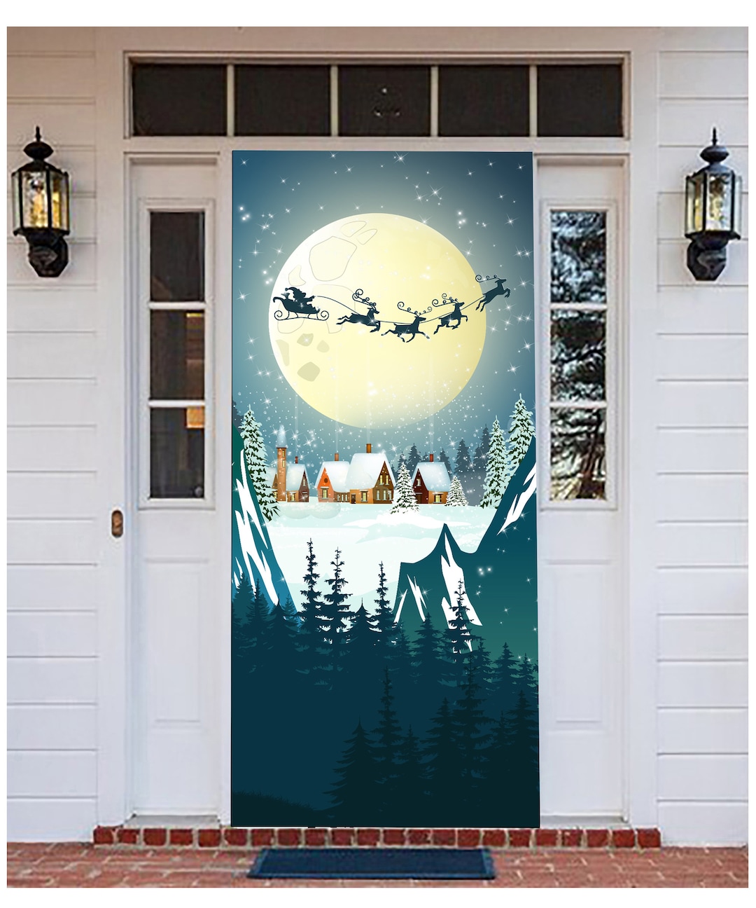Santa Claus Door Cover for Christmas Decor. Holiday Christmas Door ...