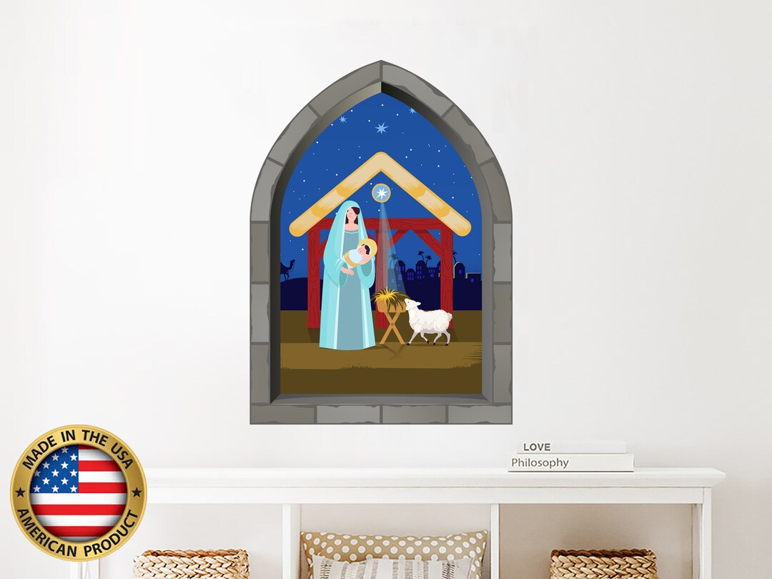 Nativity Scene Wall Decal. Nativity Window Vinyl Sticker. Christmas ...