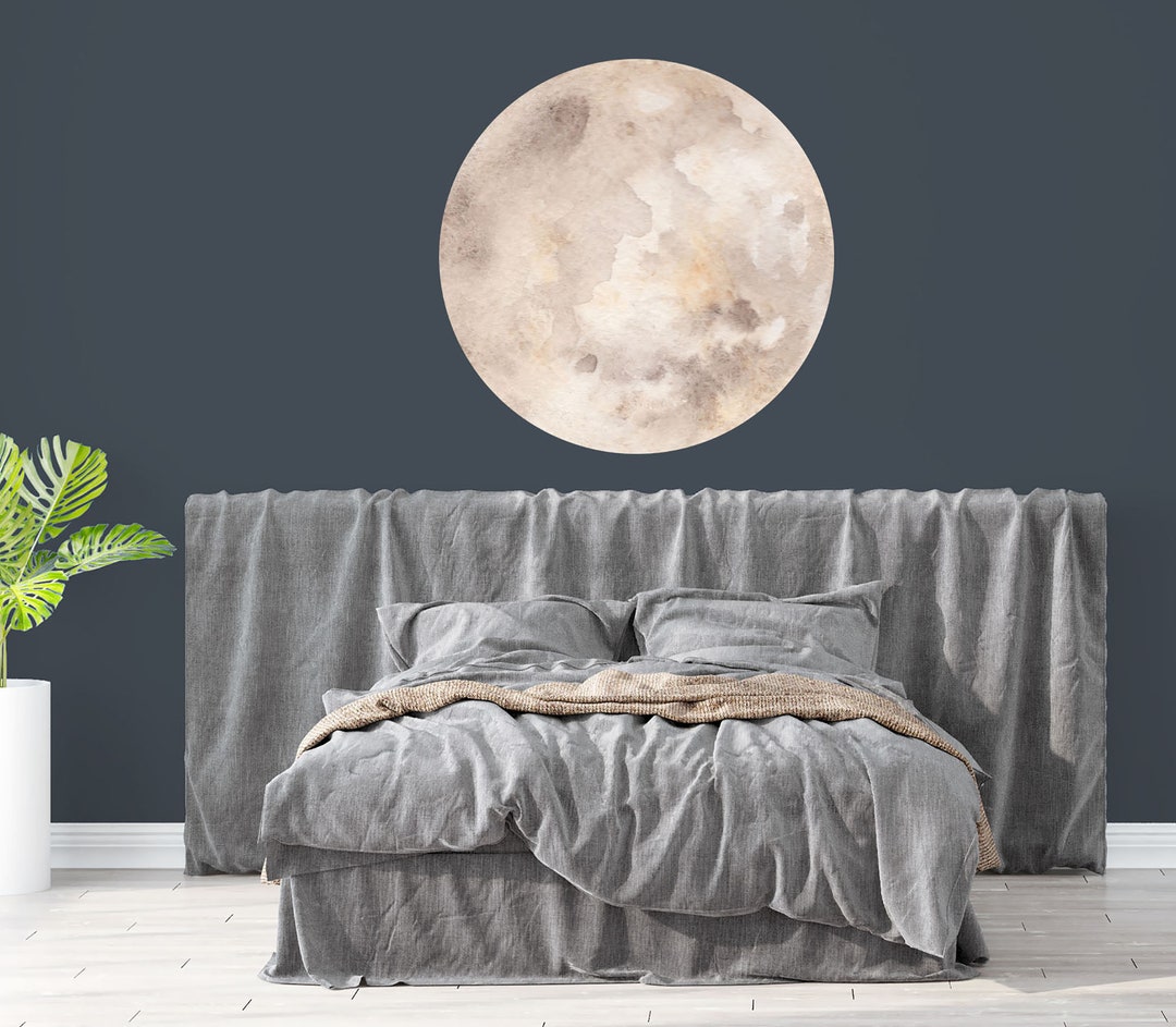 3D Moon Wall Decal. Watercolor Moon Nursery Decals. Space Themed ...