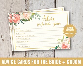 Bride and Groom Advice Cards | Etsy