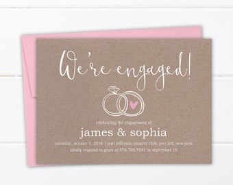 Rustic Printable or Printed Engagement Party Invitations | Etsy