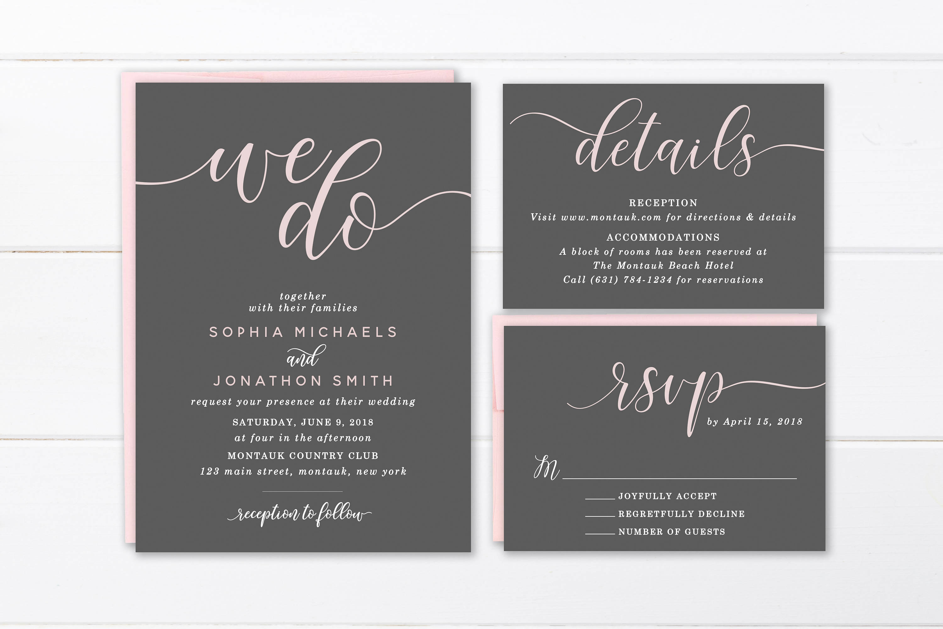 We Do Wedding Invitation Suite Blush Pink Romantic | Etsy