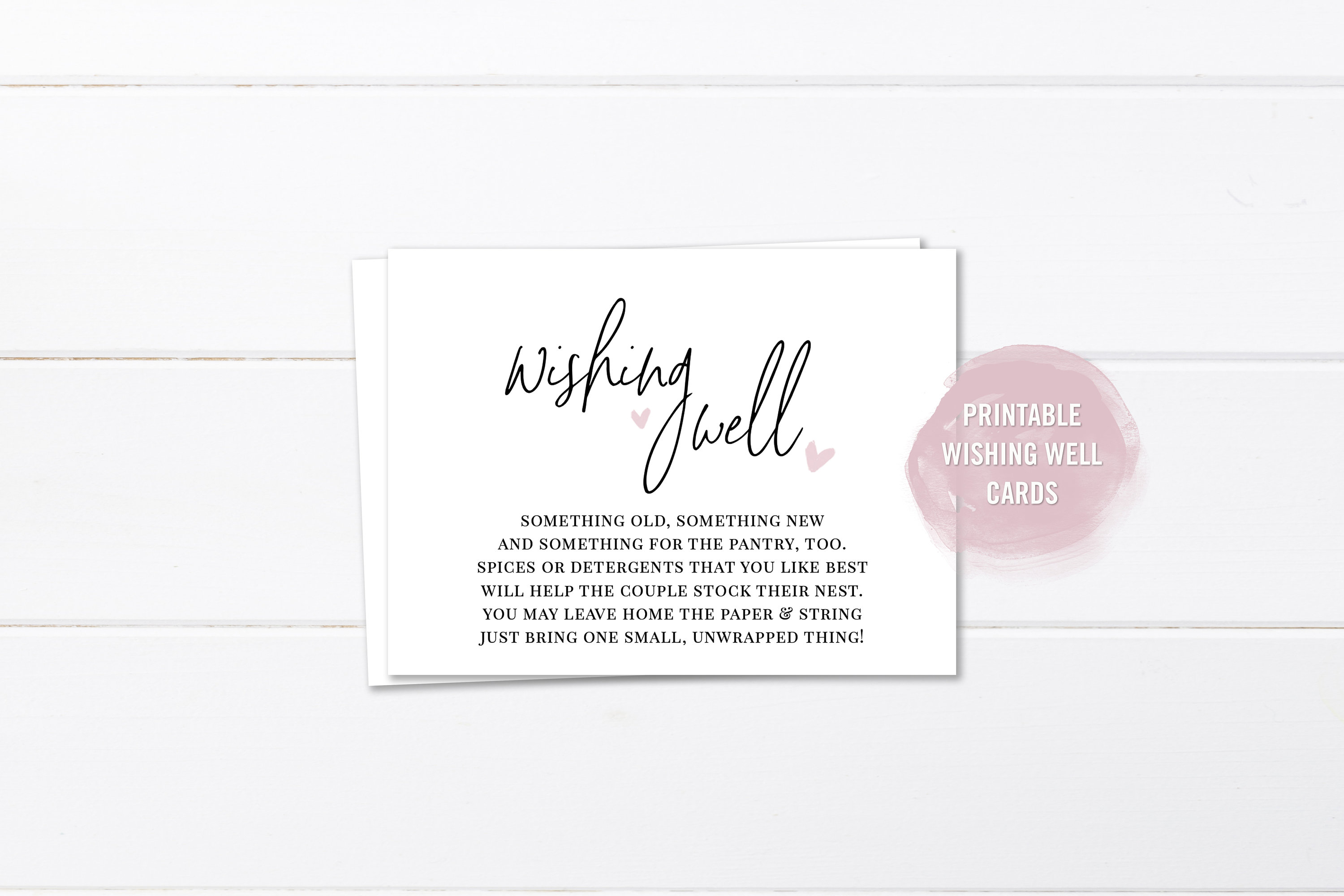Wishing Well Poem Card WED27 Printable Editable Gift Card Blush Pink ...