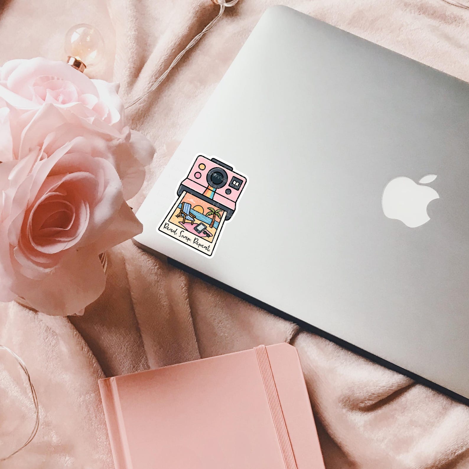 Beach Day Polaroid Sticker, Summer Reading Kindle, Water Bottle Vinyl ...