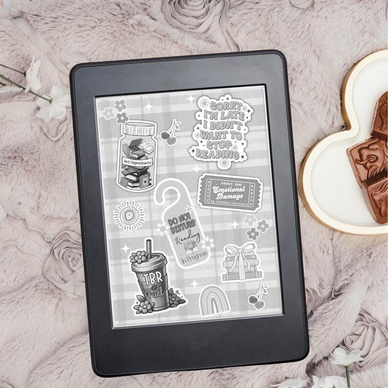 Pink Kindle Lock Screen | Reading Stickers Wallpaper (digital Download ...