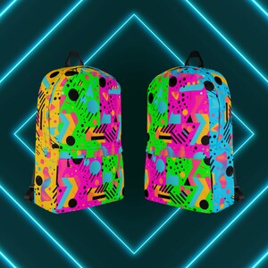 Neon 90s Backpack, Vibrant Retro School Supplies, Back to School ...