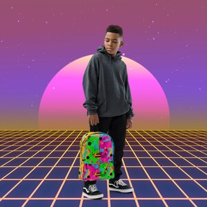 Neon 90s Backpack, Vibrant Retro School Supplies, Back to School ...