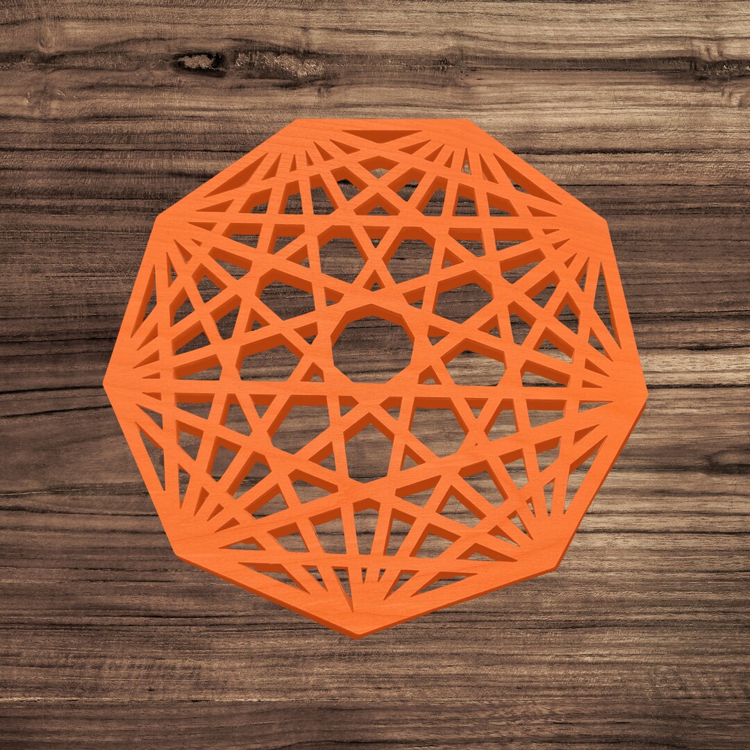 Fluorescent Orange Nonagon Wood Wall Art: Laser Cut Baltic Birch - Etsy