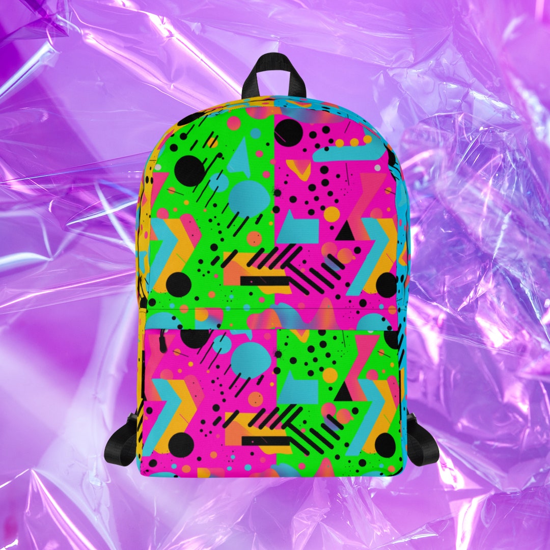 Neon 90s Backpack, Vibrant Retro School Supplies, Back to School ...