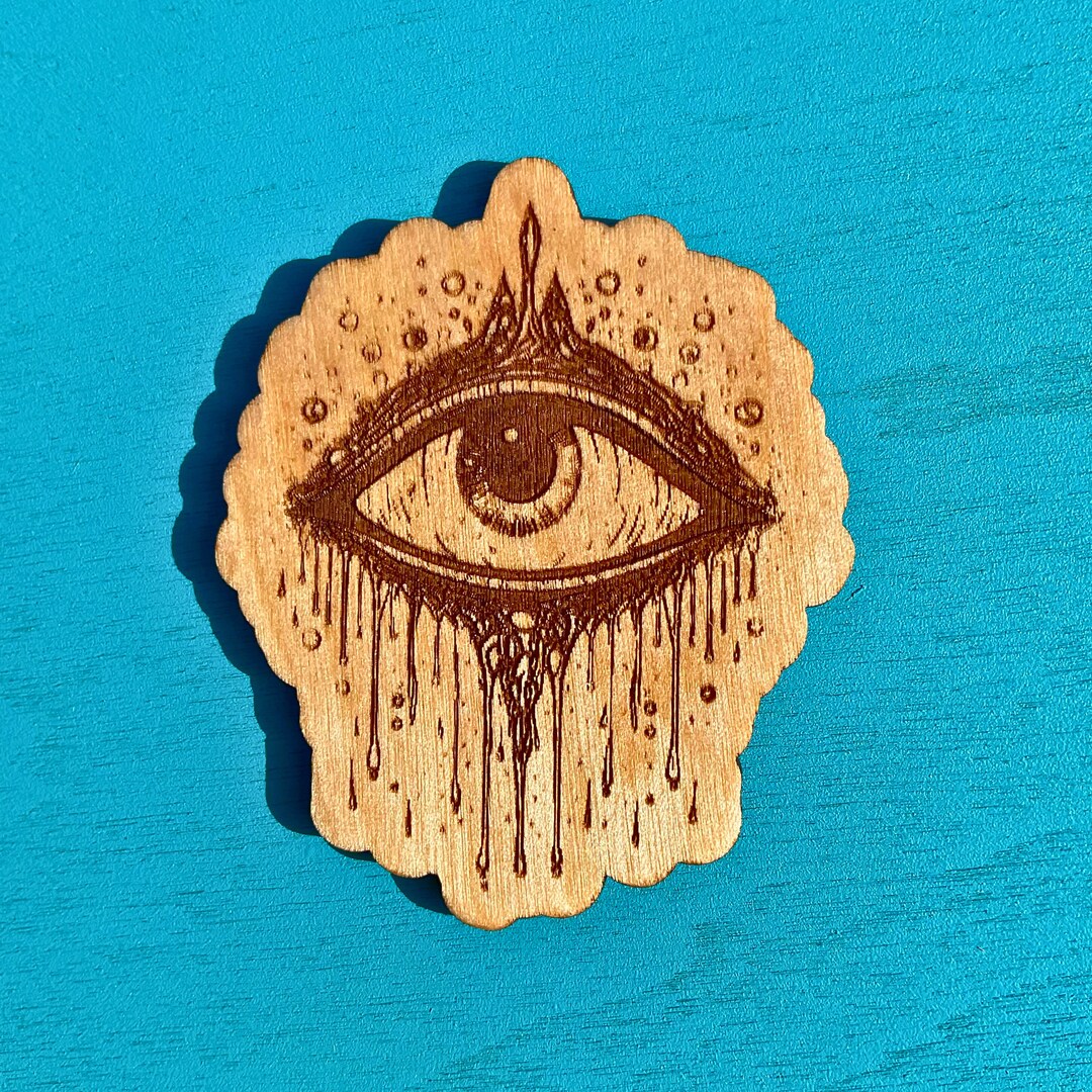 Drippy Eye Wood Magnet, Laser Cut Original Artwork, 3 Inch Fridge ...