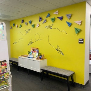 Paper Airplane Wall Decor, 3D Paper Plane Sculpture, Aviation Wall Art ...