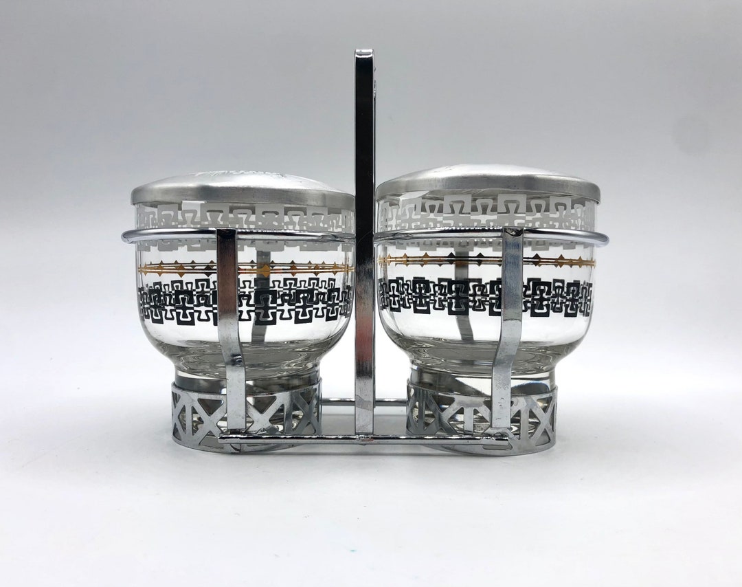 Vintage Libbey Glassware Condiment Caddy Glass & Metal - Etsy