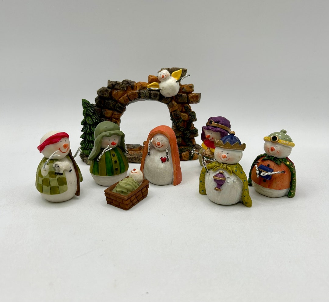 Vintage Snowman Nativity Set Regal Nativity Scene Miniature - Etsy