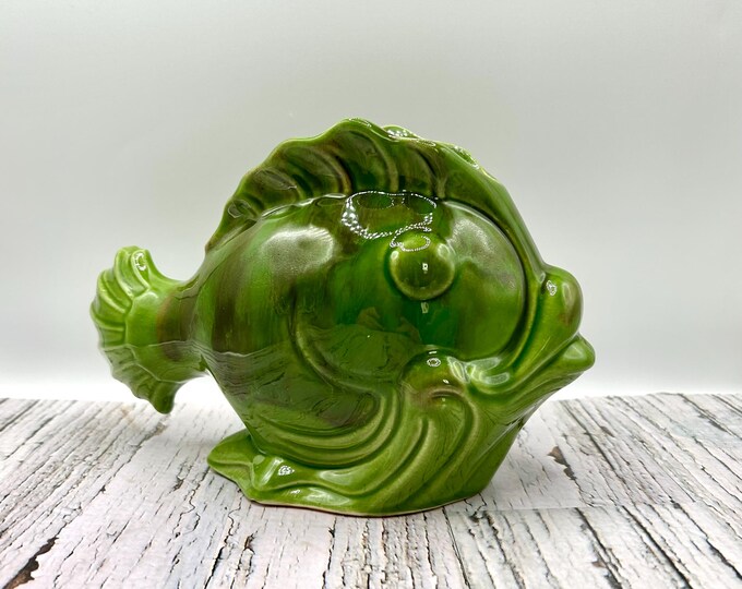Vintage Ceramic Planter, Ceramic Fish Vase, Drip Glaze Pottery, W114 ...
