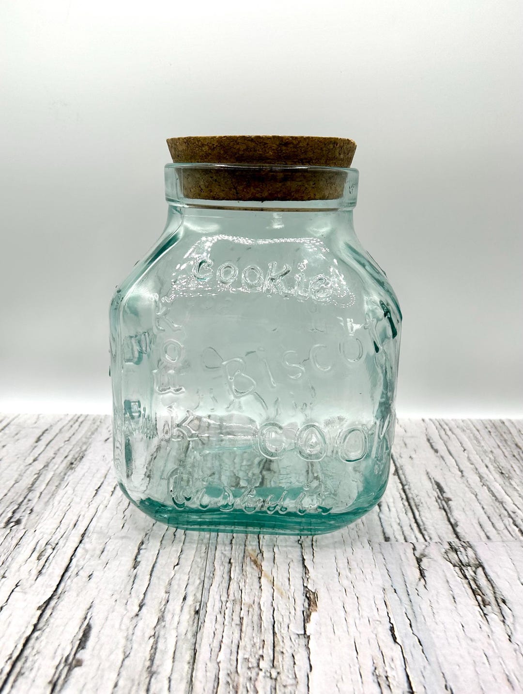 Vintage Cookie Jar, Cork Top Cookie Jar, Glass Cookie Jar, Glass ...