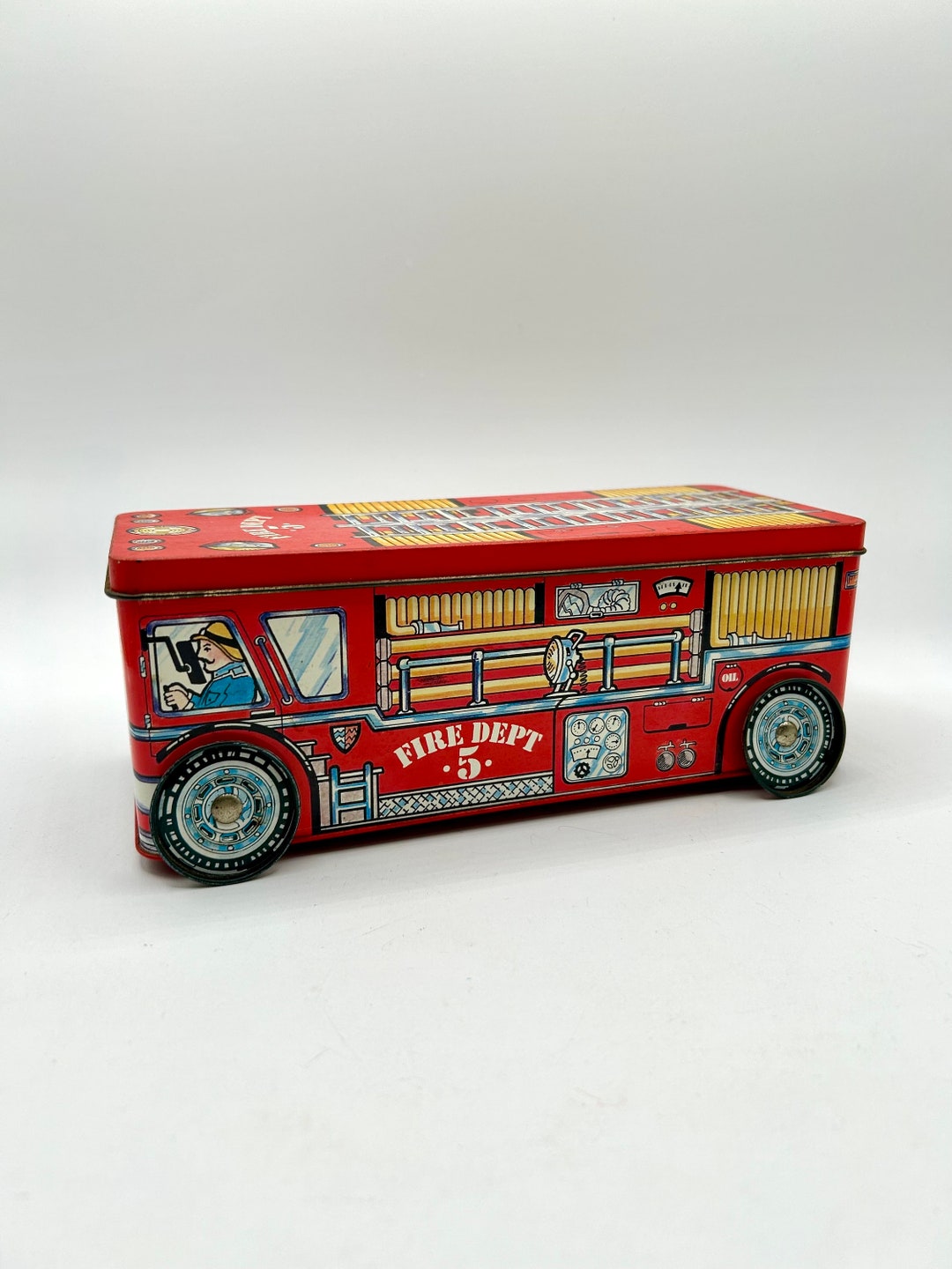 Vintage Fire Truck Tin, Fire Department 5 Tin, New York Fire Tin ...