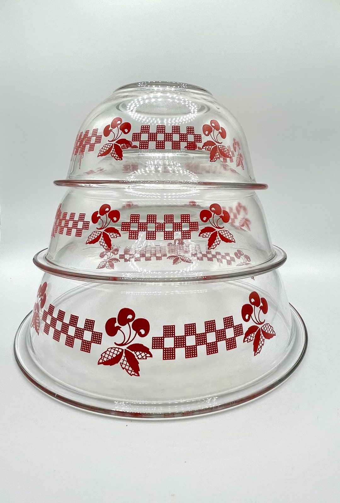 Vintage Pyrex Mixing Bowls, Pyrex Cherry Nesting Bowls, Red Cherry ...