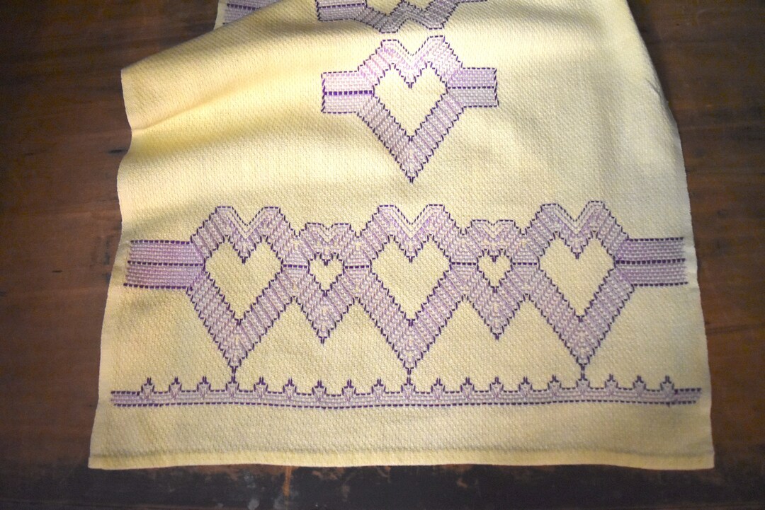 Vintage Huck Weave Kitchen Towel, Huck Kitchen Towel, Hand Stitched ...