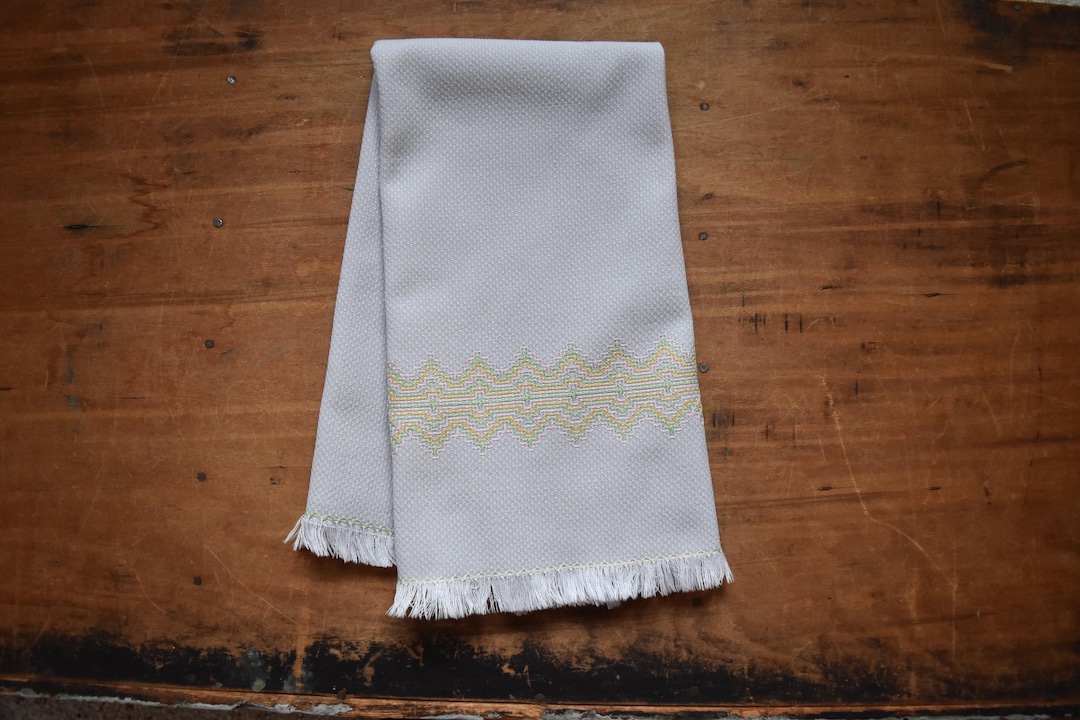 Vintage Huck Weave Kitchen Towel, Soft Pastel Huck Kitchen Towel, Hand ...