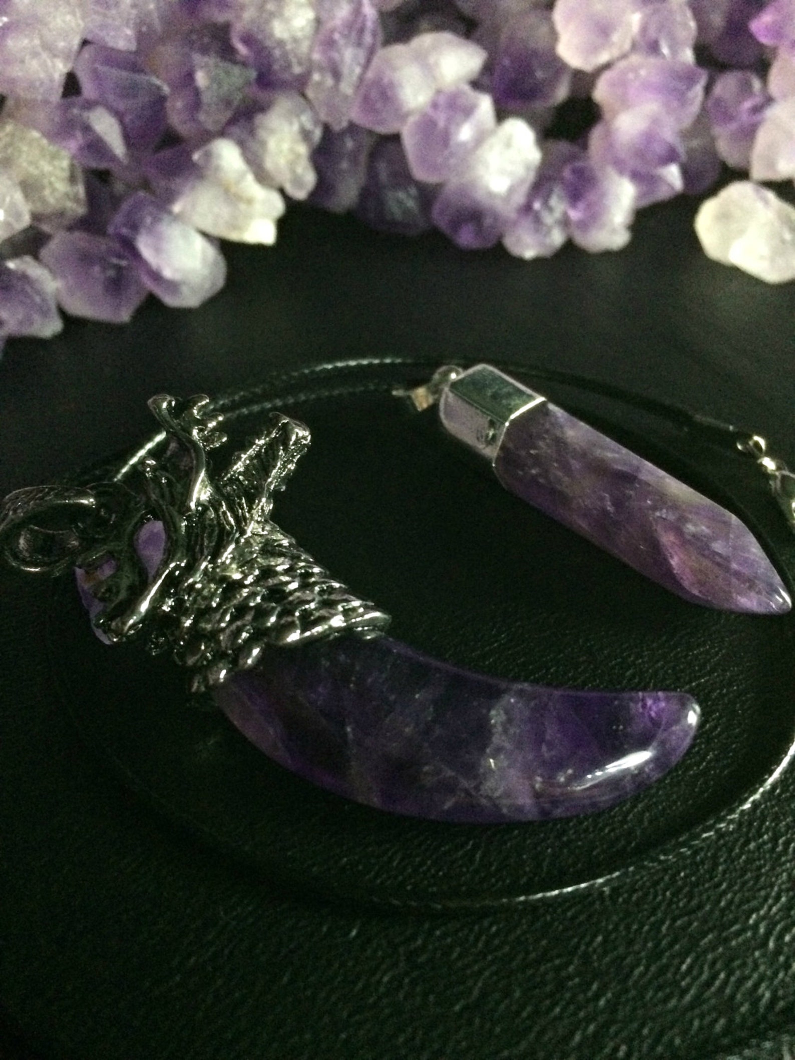 Amethyst Crystal Necklace Earrings Ring Amethyst Dragon Claw - Etsy