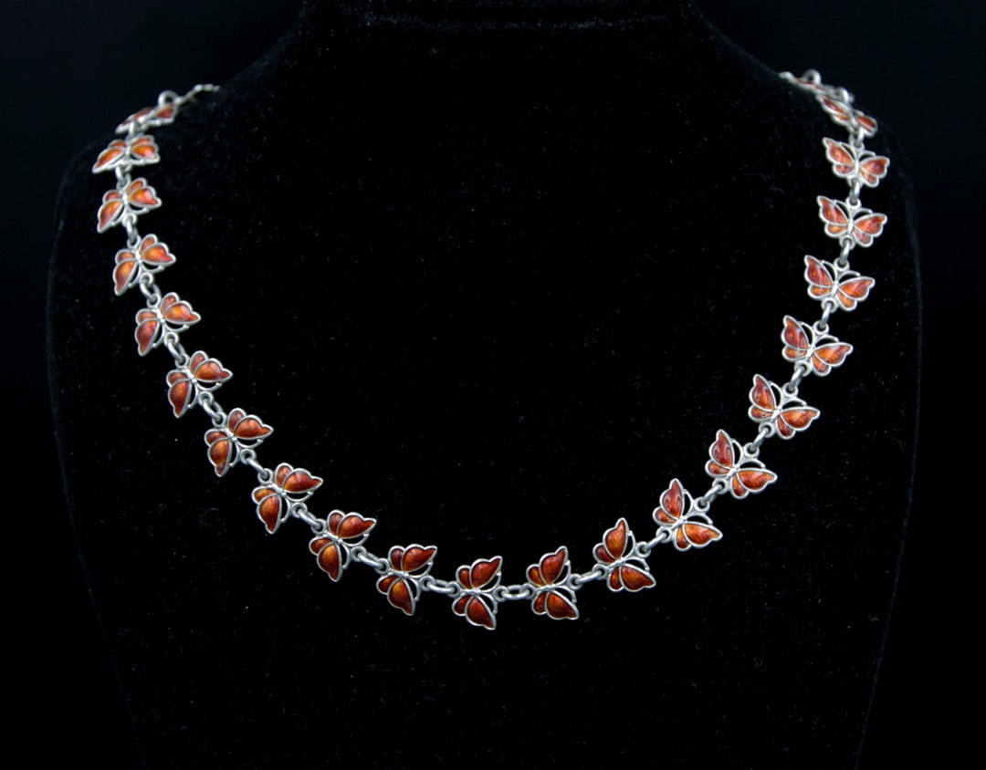 Volmer Bahner Sterling Silver & Enamel 'butterfly' Necklace 1960s - Etsy