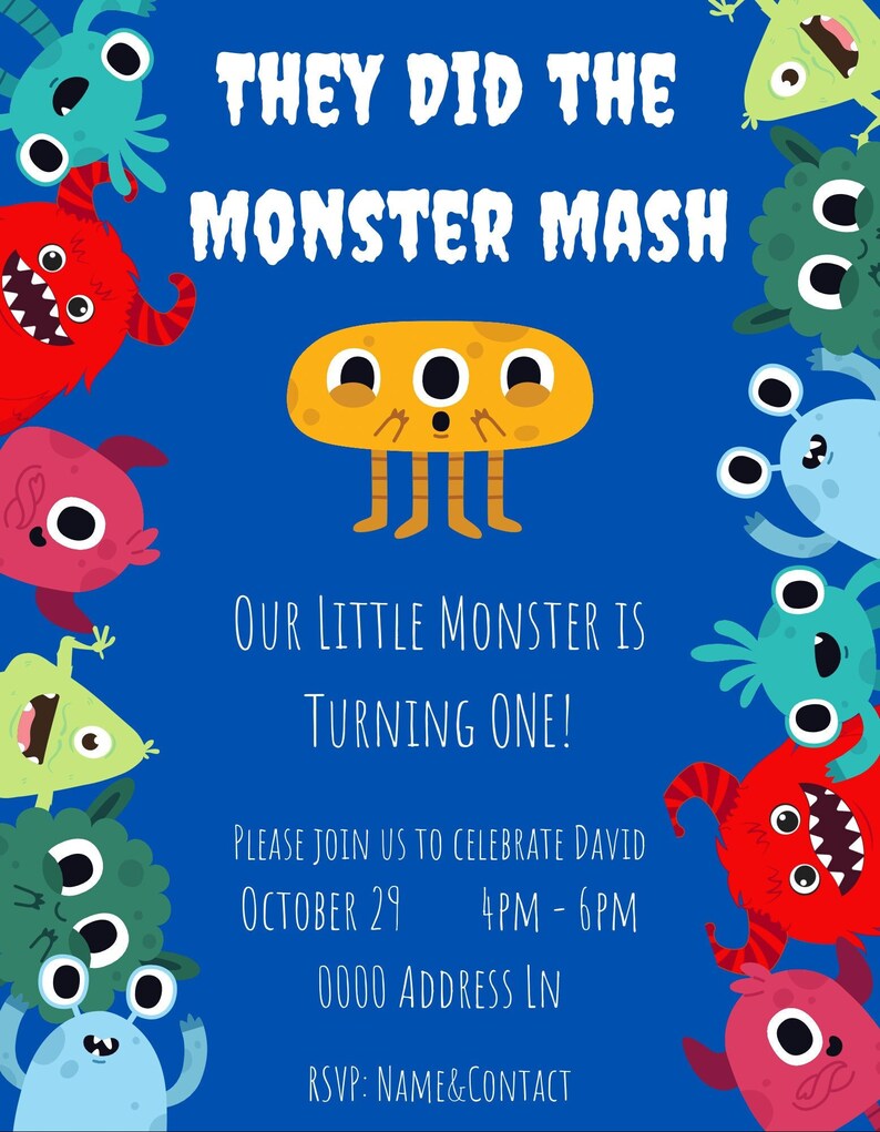 Monster Mash Birthday Invitation PDF - Etsy