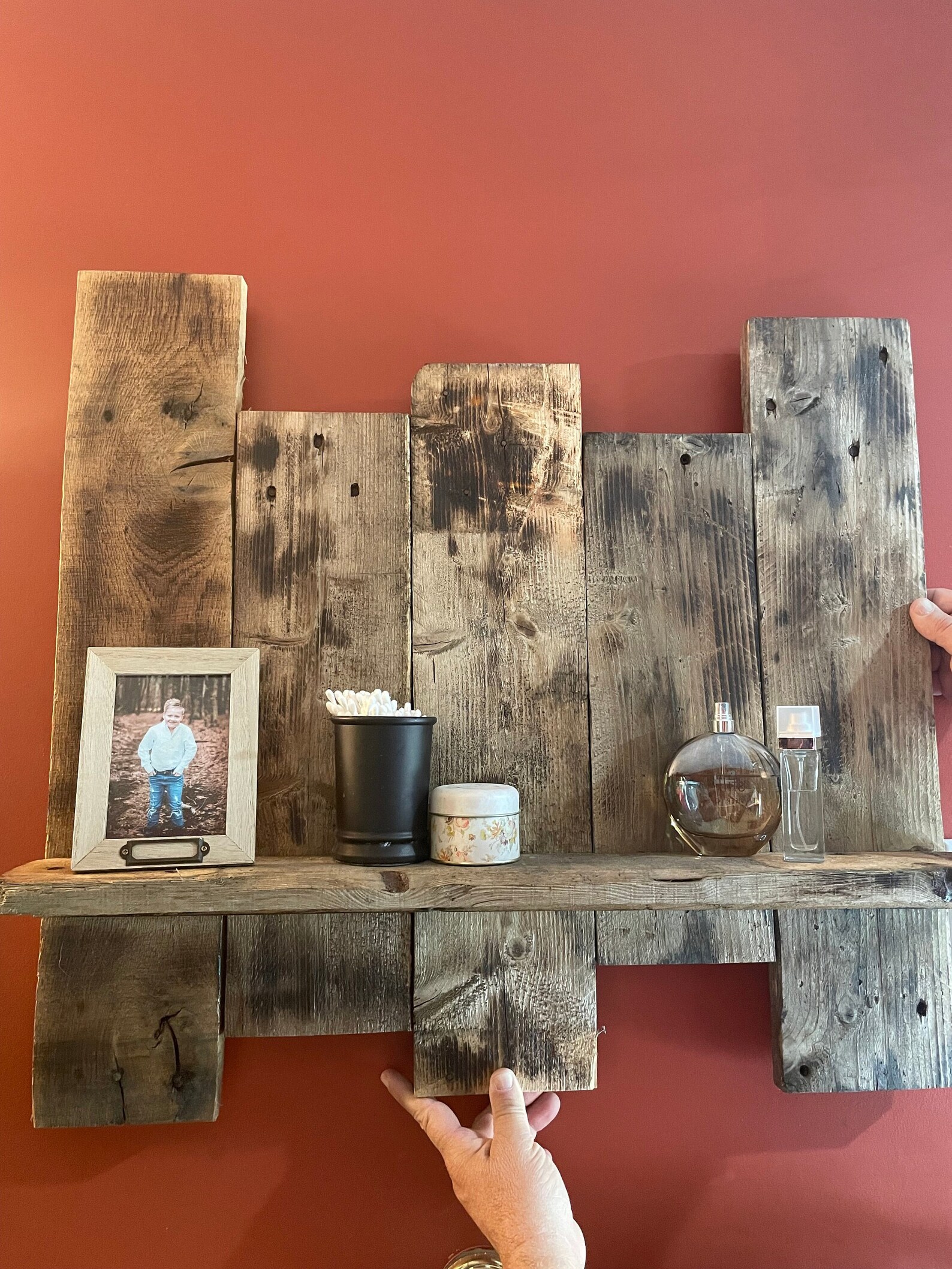 Wide Rustic Pallet Shelf | Pallet Shelf | Bathroom Shelf | Rustic Wood ...