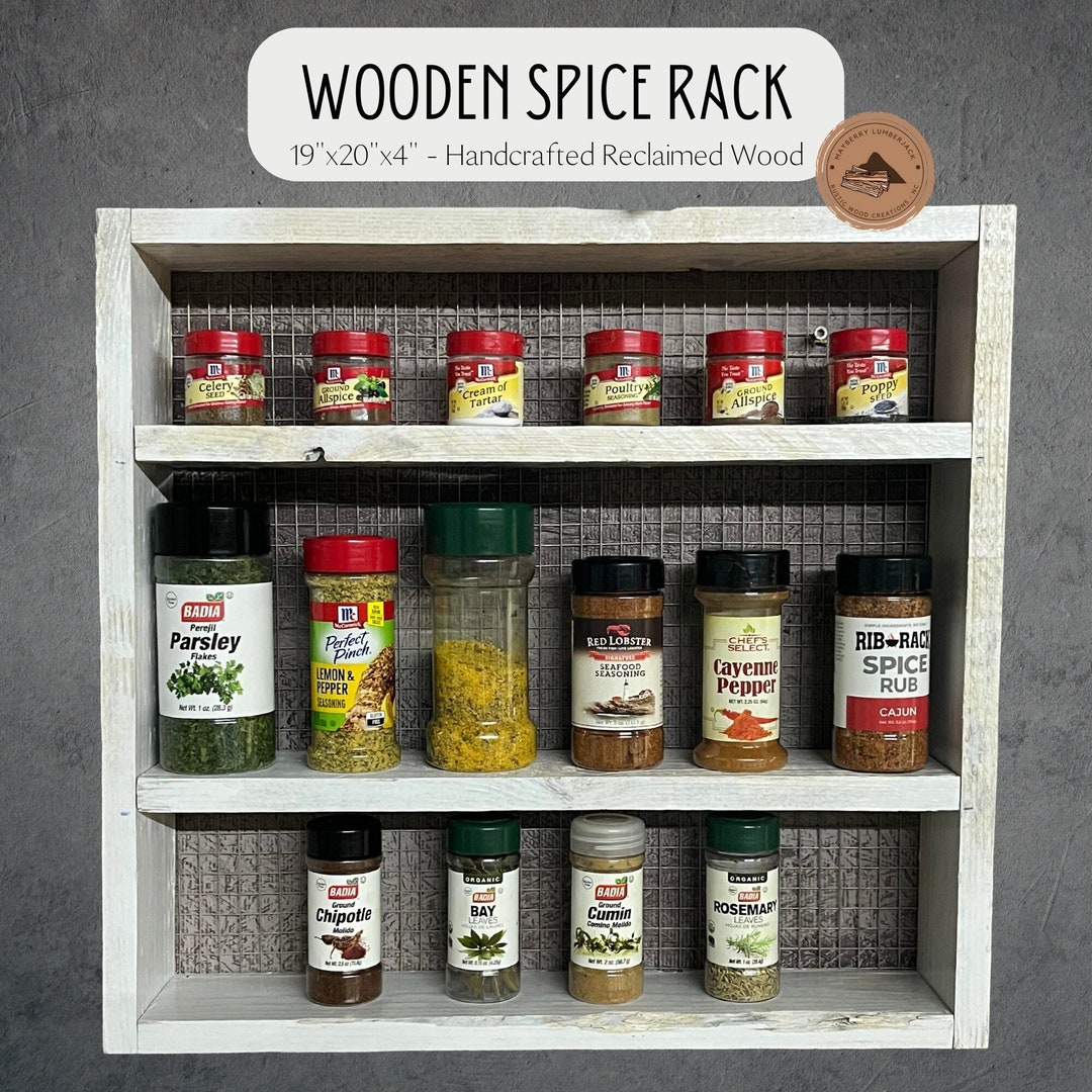 Wall Spice Rack | Wooden Shelf | Kitchen Organization Shelf | Reclaimed ...