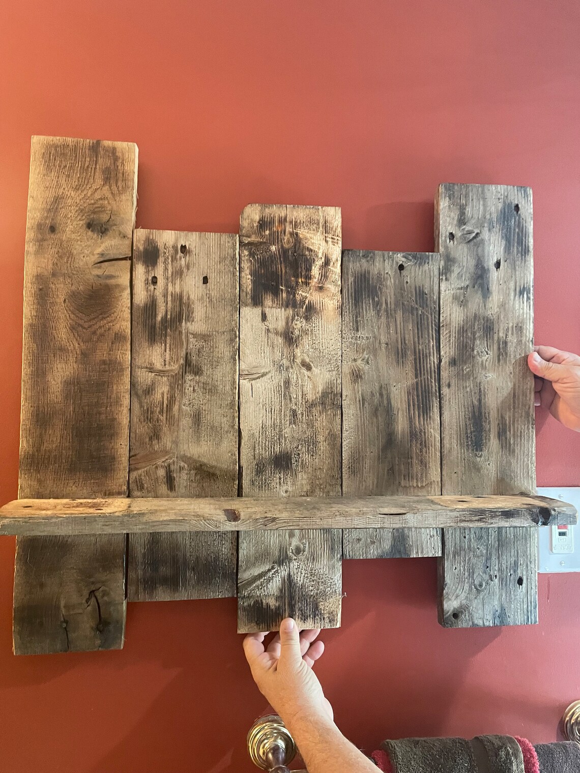 Wide Rustic Pallet Shelf | Pallet Shelf | Bathroom Shelf | Rustic Wood ...