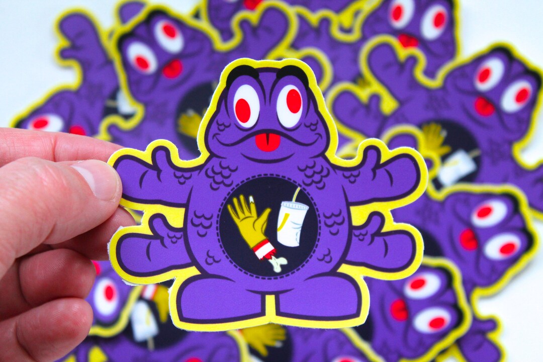 The Evil Glower Hamburger Monster Vinyl Sticker! Retro Monster Art! - Etsy