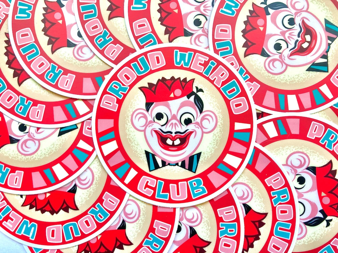 Funny Weird Sticker Proud Weirdo Club Old Timey Goofball Face Vinyl ...