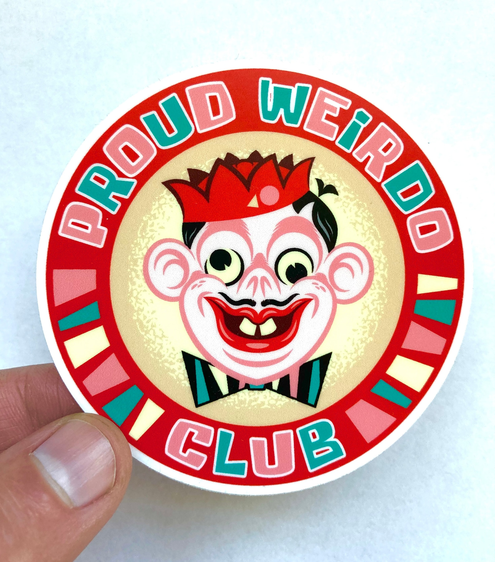 Funny Weird Sticker Proud Weirdo Club Old Timey Goofball Face - Etsy