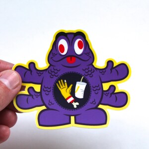 The Evil Glower Hamburger Monster Vinyl Sticker! Retro Monster Art! - Etsy
