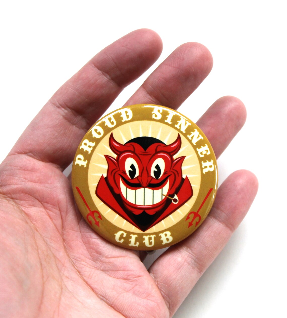 Proud Sinner Club Old Timey Devil Face Pinback Button/badge | Etsy