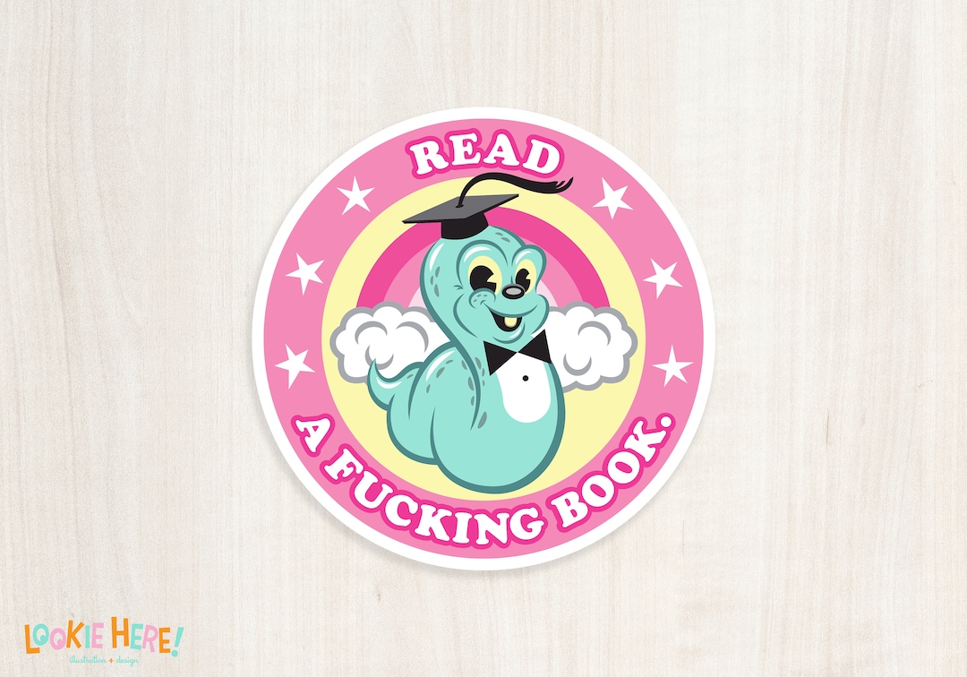 Read a Book Funny Bookworm Sticker for Book Lovers Funny Gift for ...