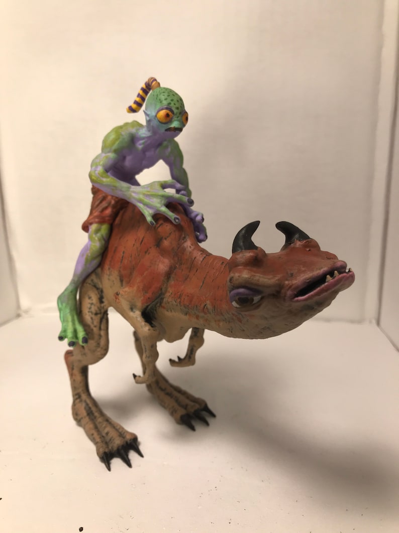 Oddworld Abe riding Elum figure. | Etsy