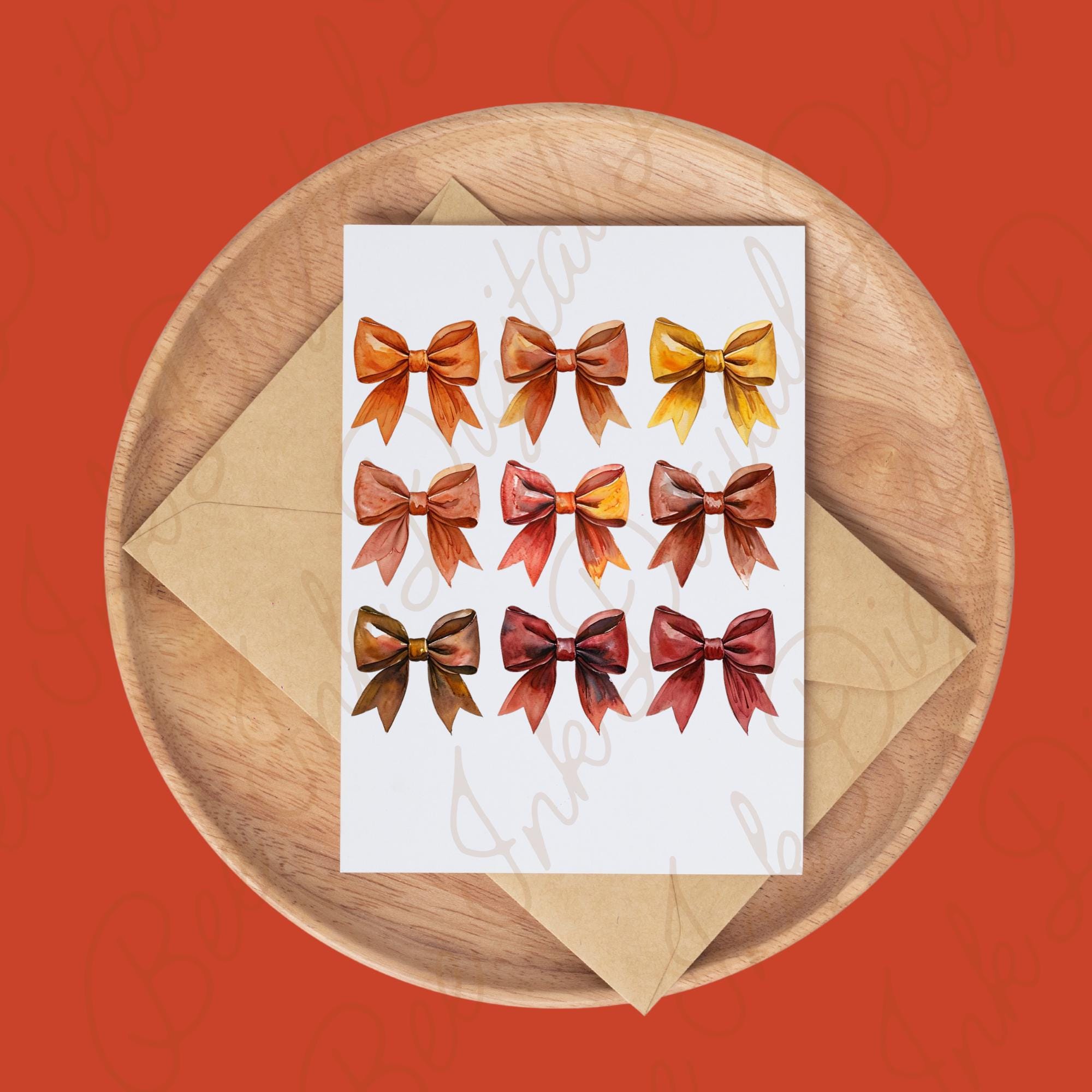 Watercolor Autumn Bow Clipart Set | Fall-themed Ribbon Bow Pngs ...