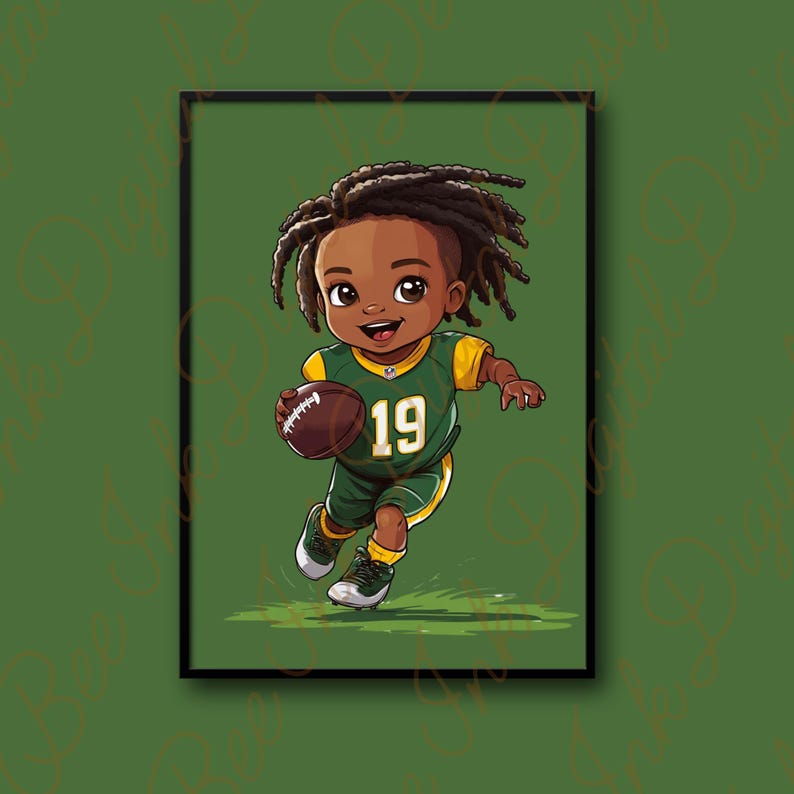 Football Player Clipart | Cute African American Boy With Dreadlocks ...