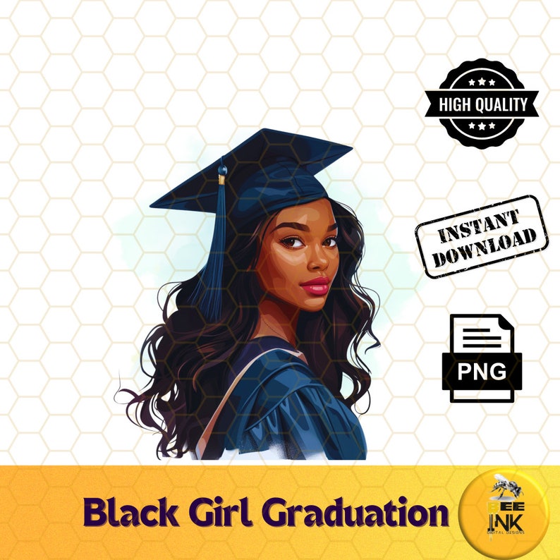 Watercolor Black Woman's Graduation PNG | Black Woman Graduate PNG ...