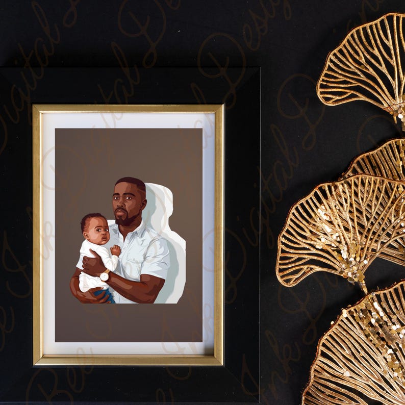 Black Father and Son Clipart | African American Dad PNG (digital ...