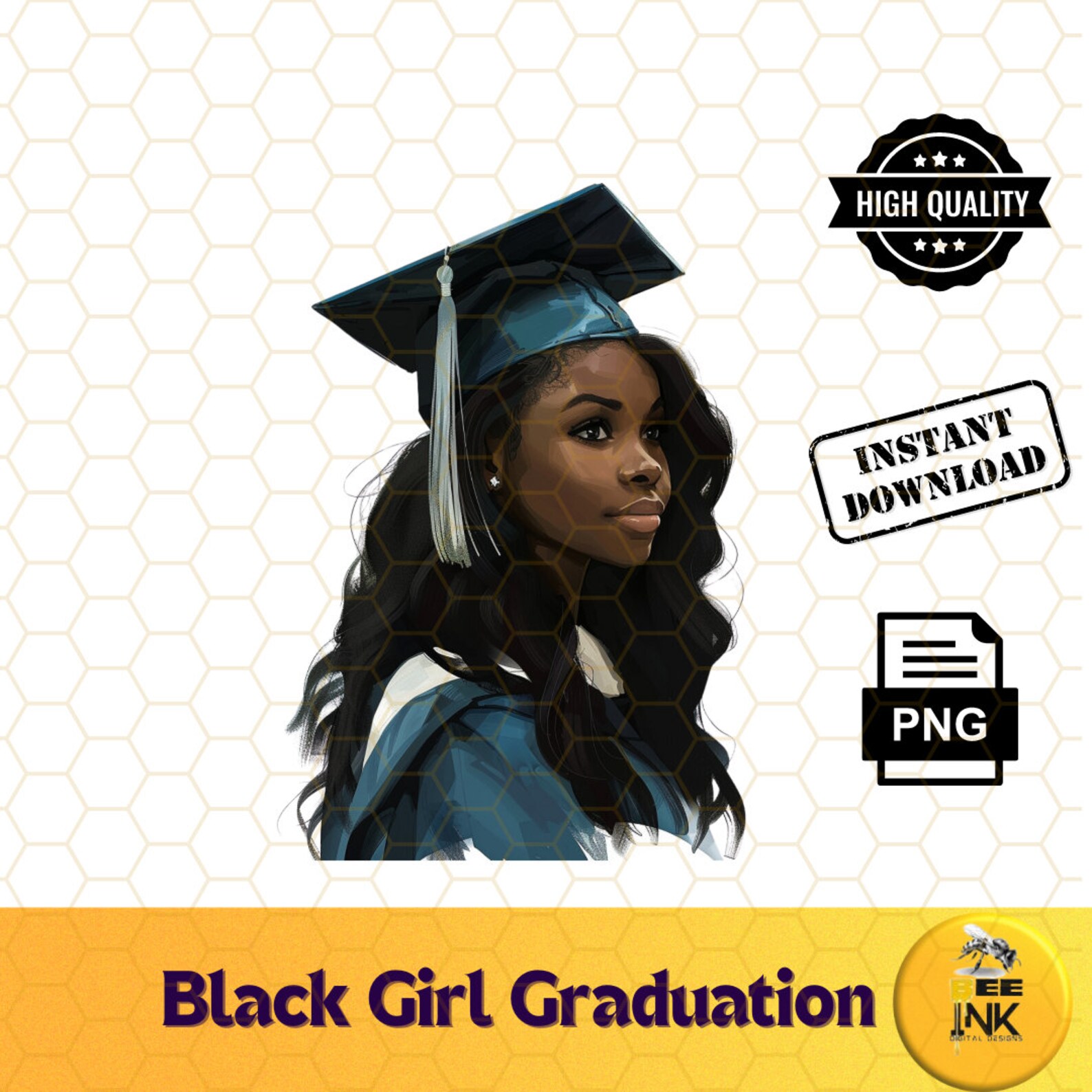 Watercolor Black Woman's Graduation PNG Black Woman Graduate PNG Clip ...