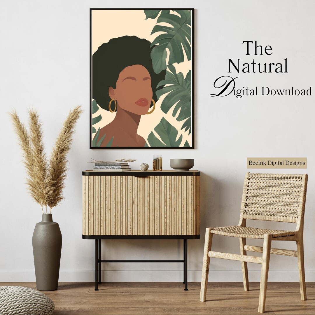 The Natural Graceful African American Woman Surrounded by Lush Palm ...
