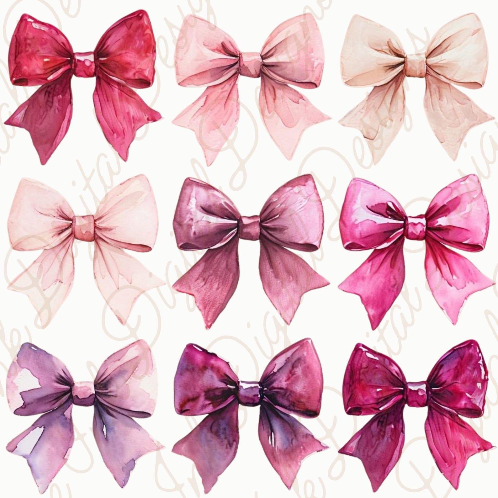 Watercolor Bow Clipart Set, Pink & Purple Ribbons (digital Download) - Etsy