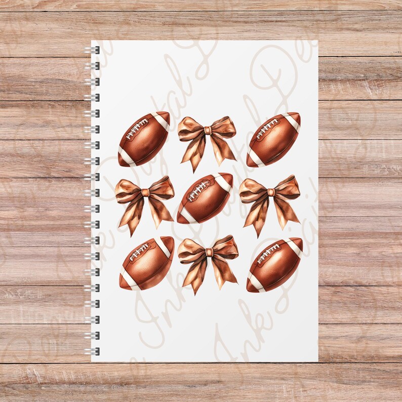 Watercolor Footballs & Bows Clipart Set Brown Football PNG With Elegant ...