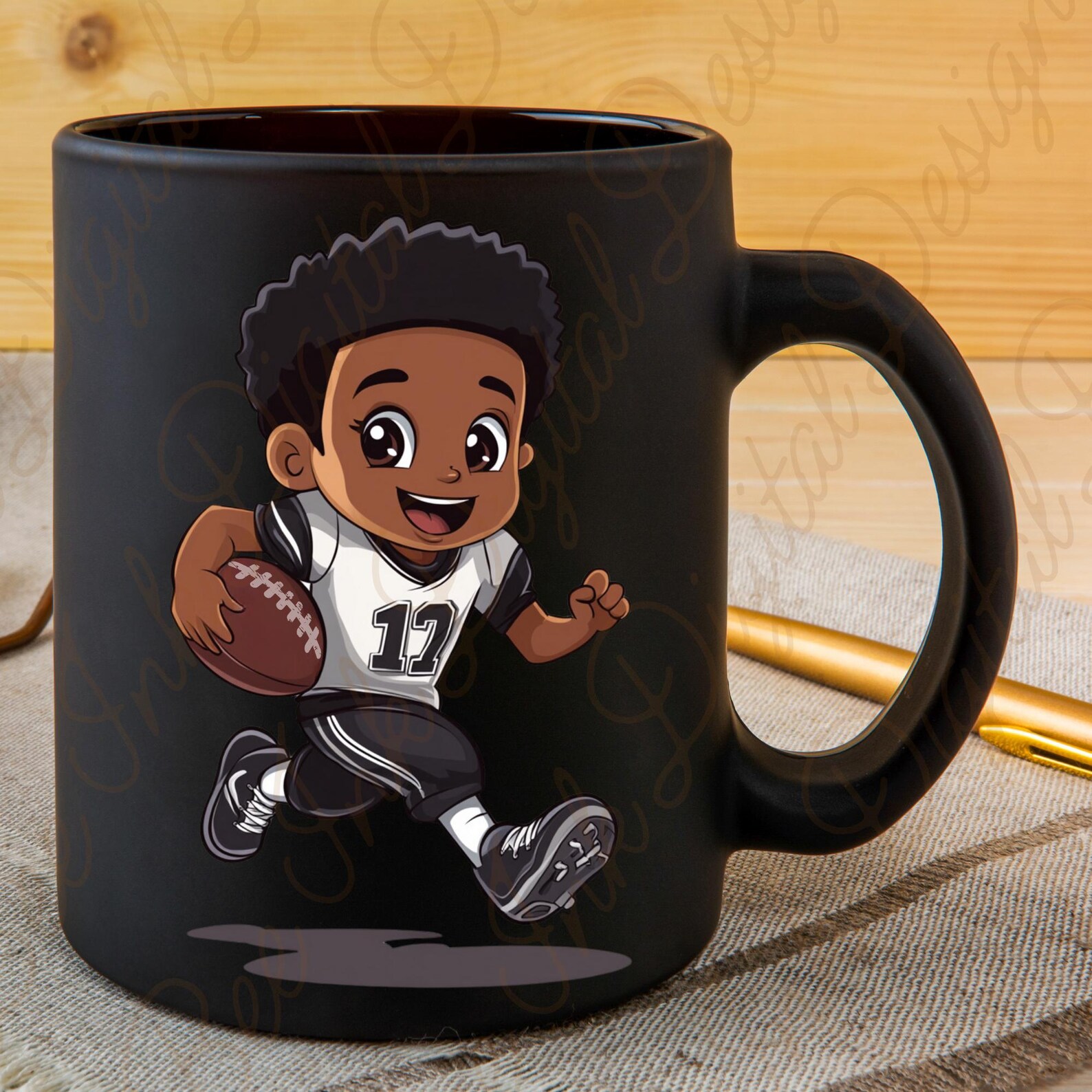 Football Player PNG Clipart Cute African American Boy Football Cartoon ...
