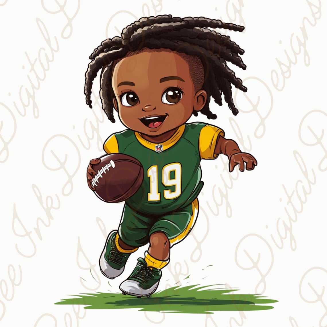 Football Player Clipart | Cute African American Boy With Dreadlocks ...