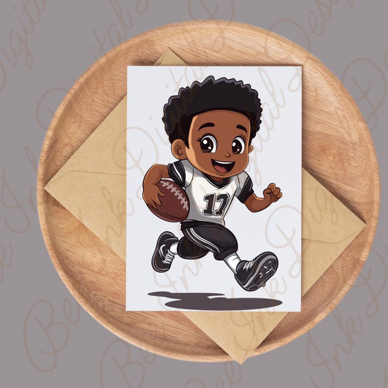 Football Player PNG Clipart Cute African American Boy Football Cartoon ...