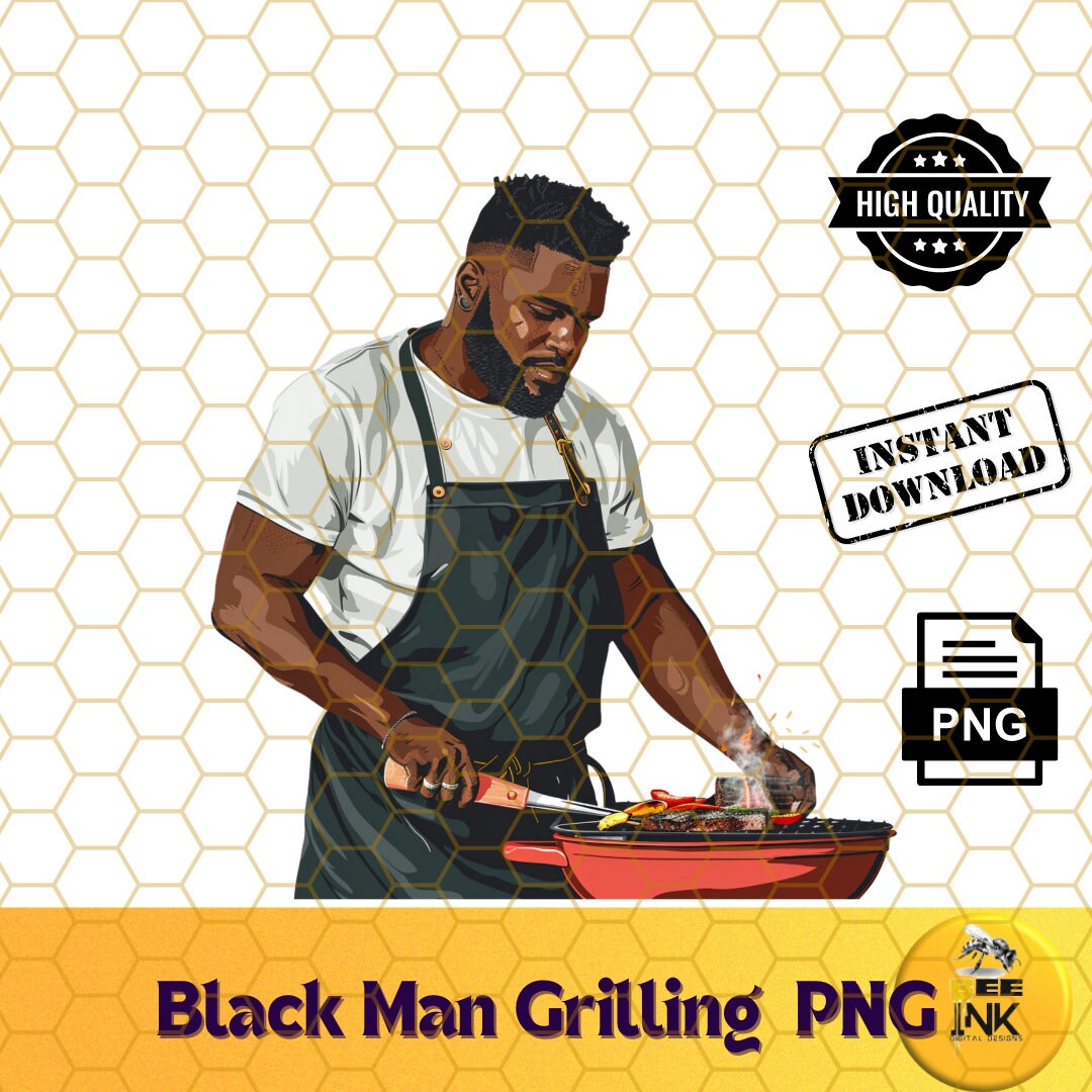 Black Man Cookout PNG African American Man Grilling Cartoon Stock Photo ...