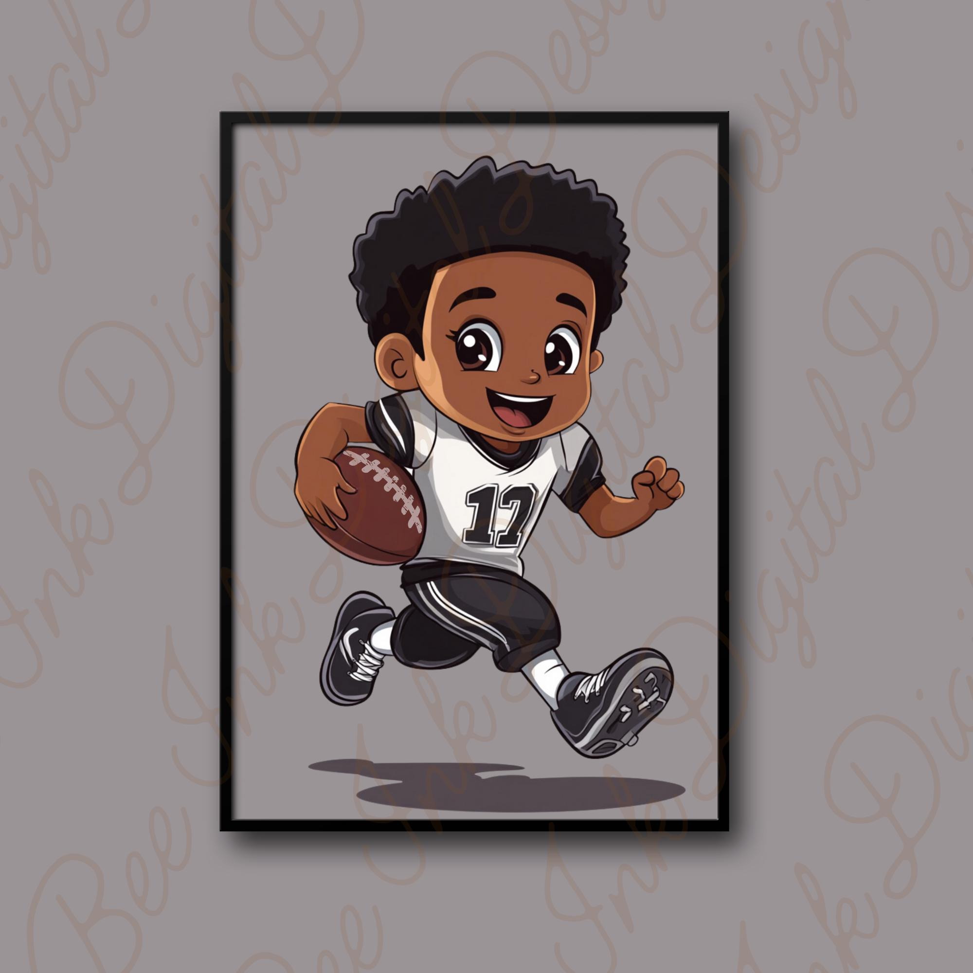 Football Player PNG Clipart Cute African American Boy Football Cartoon ...