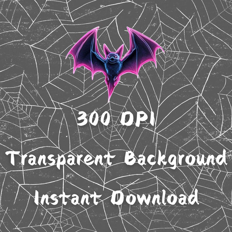 Neon Glow Bat Digital Art for Halloween Spooky Cute Printable Wall Art ...